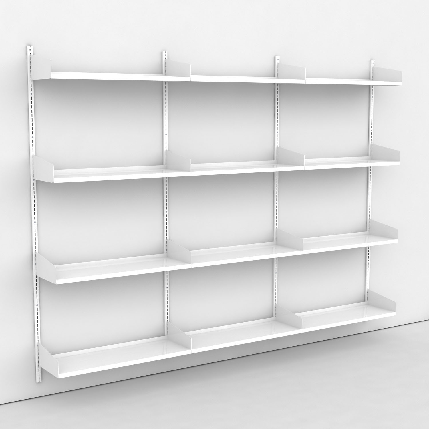 System 747 Komplettes Regal für Wandmontage H: 200 cm x L:270 x T: 30 cm.